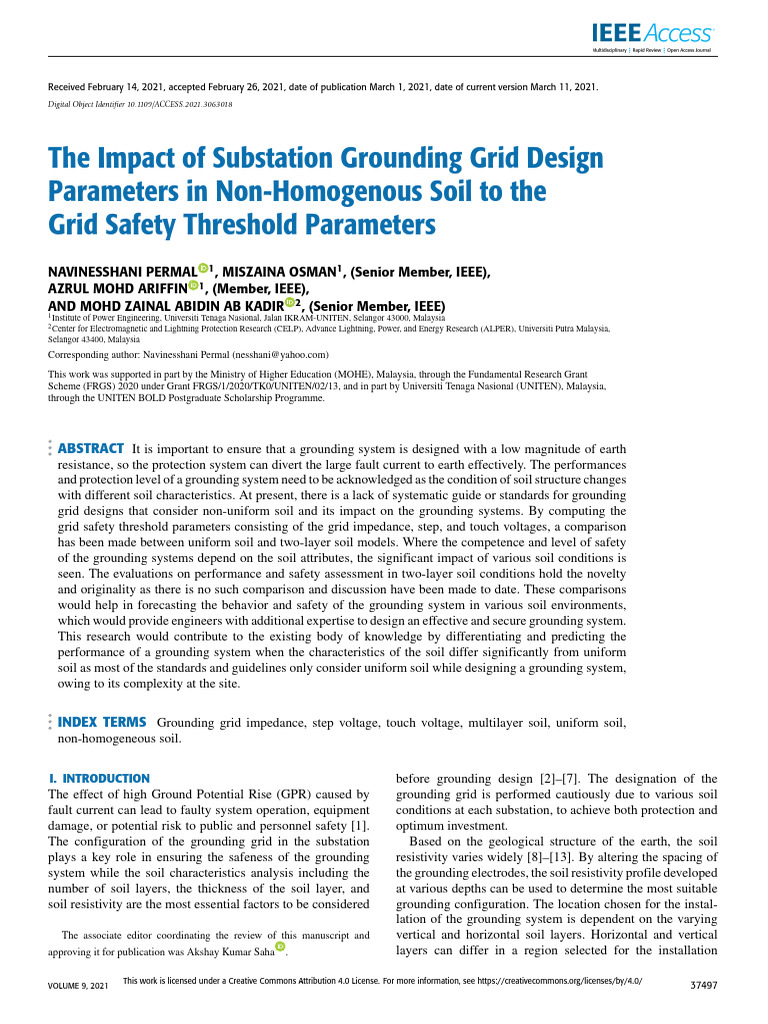 The Impact Of Substation Grounding Grid Pdf Electrical Grid Electrical Resistivity And