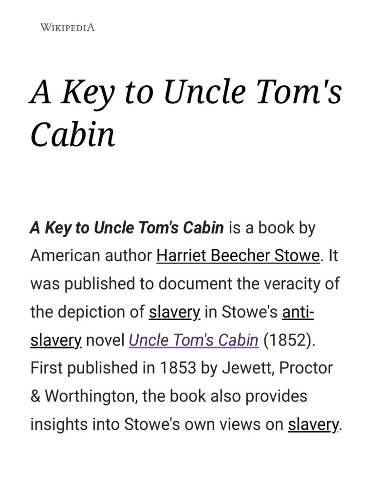 Key Facts on Uncle Tom's Cabin | PDF | Uncle Tom's Cabin | Works About ...