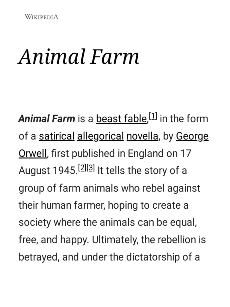 Animal Farm - Wikipedia | PDF