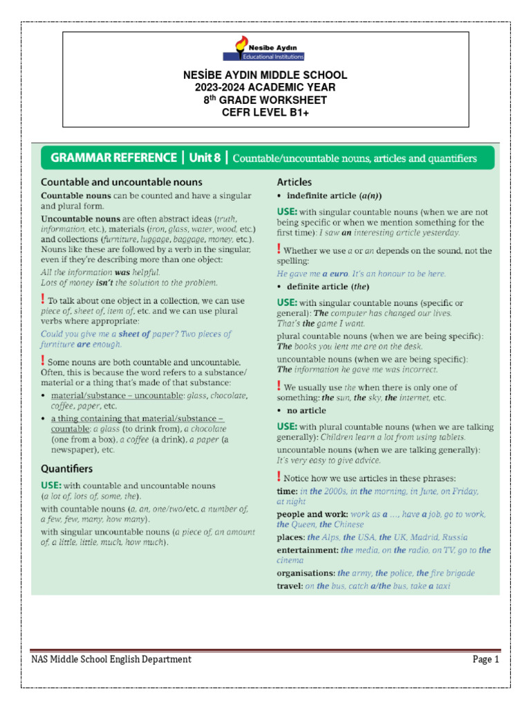 Countable Uncountable | PDF | Language Arts & Discipline