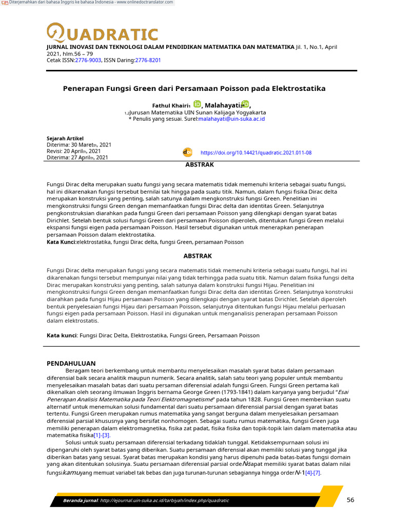 Penerapan Fungsi Green Dari Persamaan Poisson Pada - En.id | PDF ...