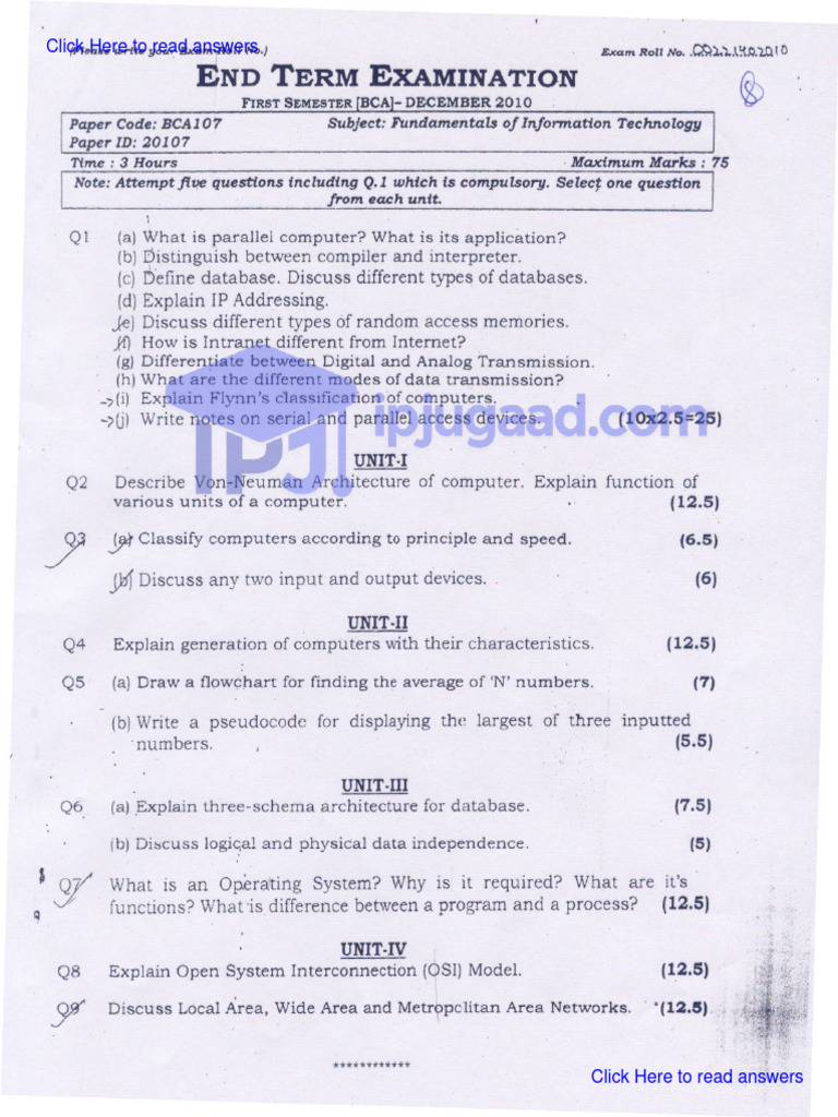 Ipjugaad_fundamentals-of-information-technology-paper | PDF | Computer Science | Computing