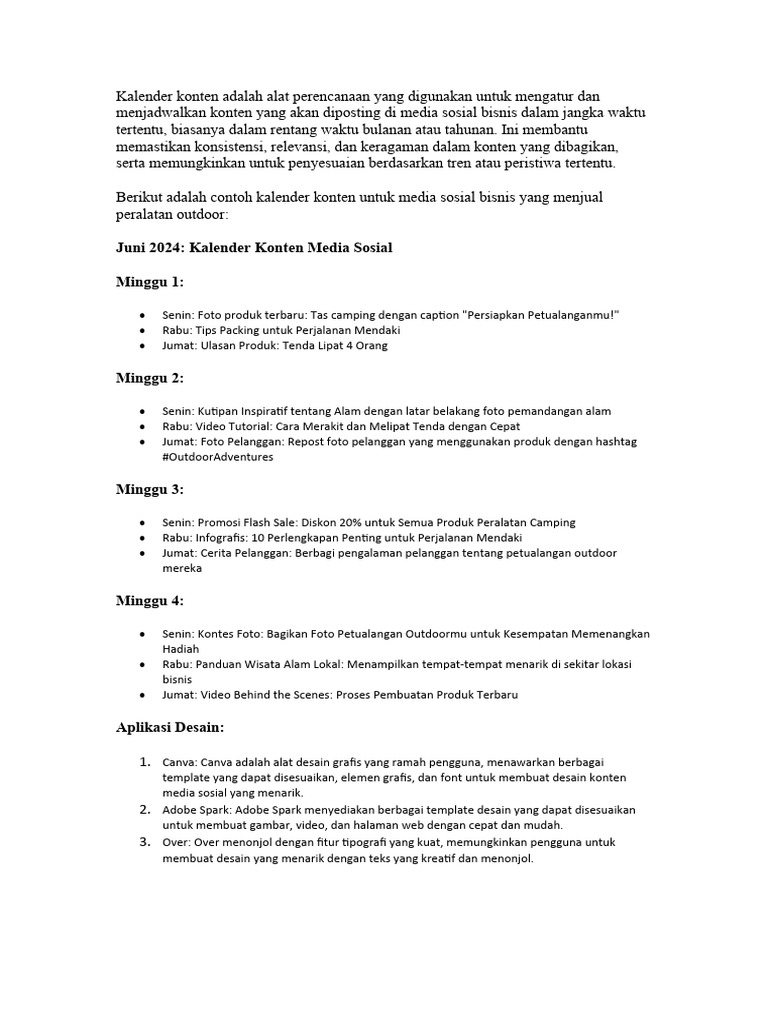 Kalender Konten Adalah Alat Perencanaan Yang Digun | PDF