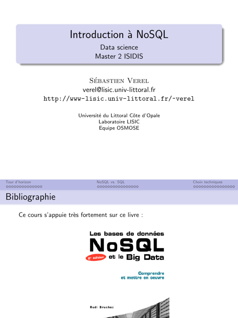 Introduction À NoSQL - Data Science Master 2 ISIDIS - Cours06-Nosql ... Introduction À NoSQL - Data Science Master 2 ISIDIS - Cours06-Nosql ...