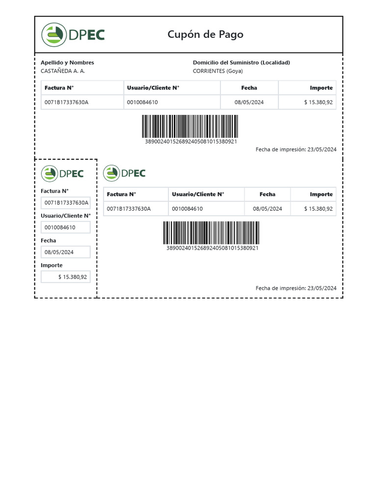 Factura 0071B17337630A 08 - 05 - 2024 DPEC | PDF