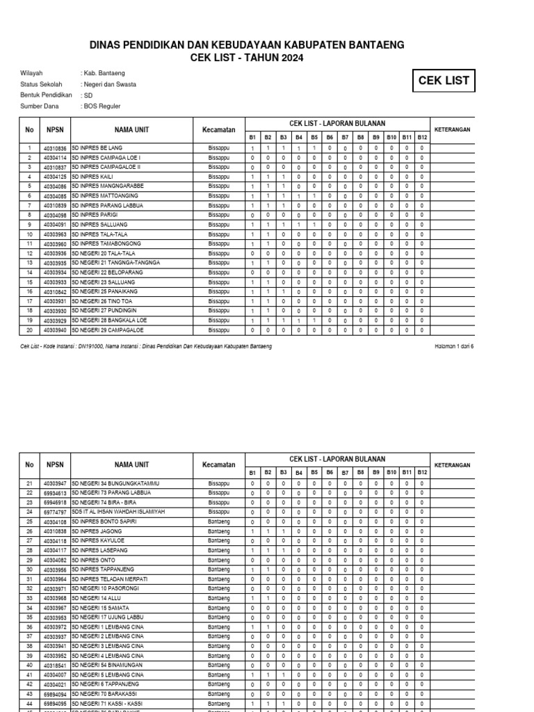 Cek List Manajemen RKAS 2024 | PDF