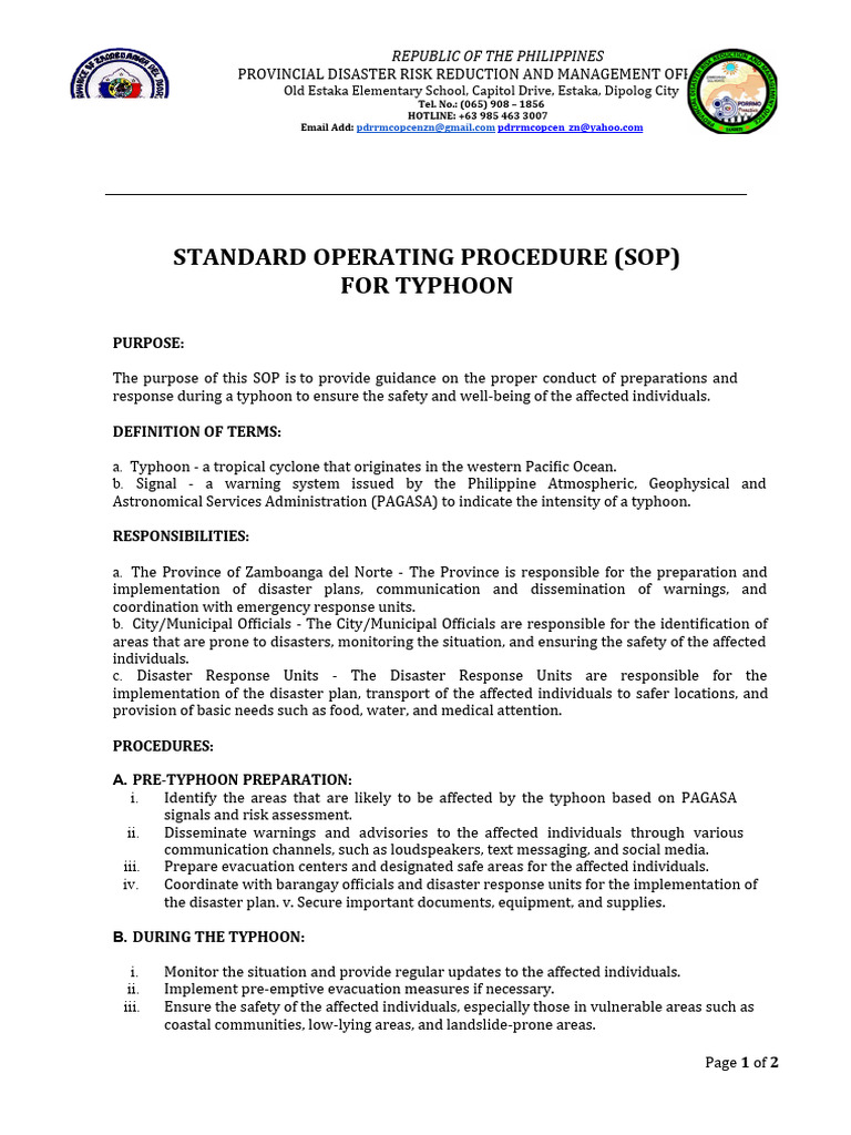 Sop For Typhoon | Download Free PDF | Emergency Management | Typhoon