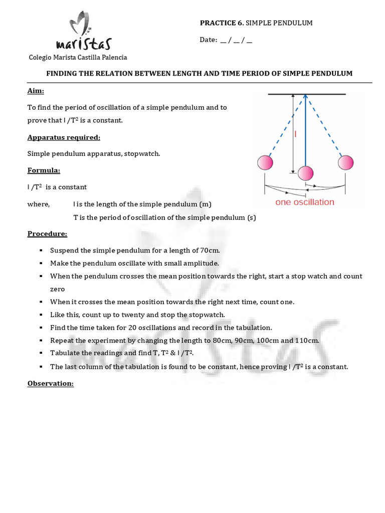 Simple Pendulum Experiment Analysis | PDF