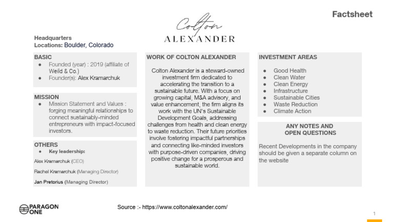 Fact Sheet Colton Alexander | PDF