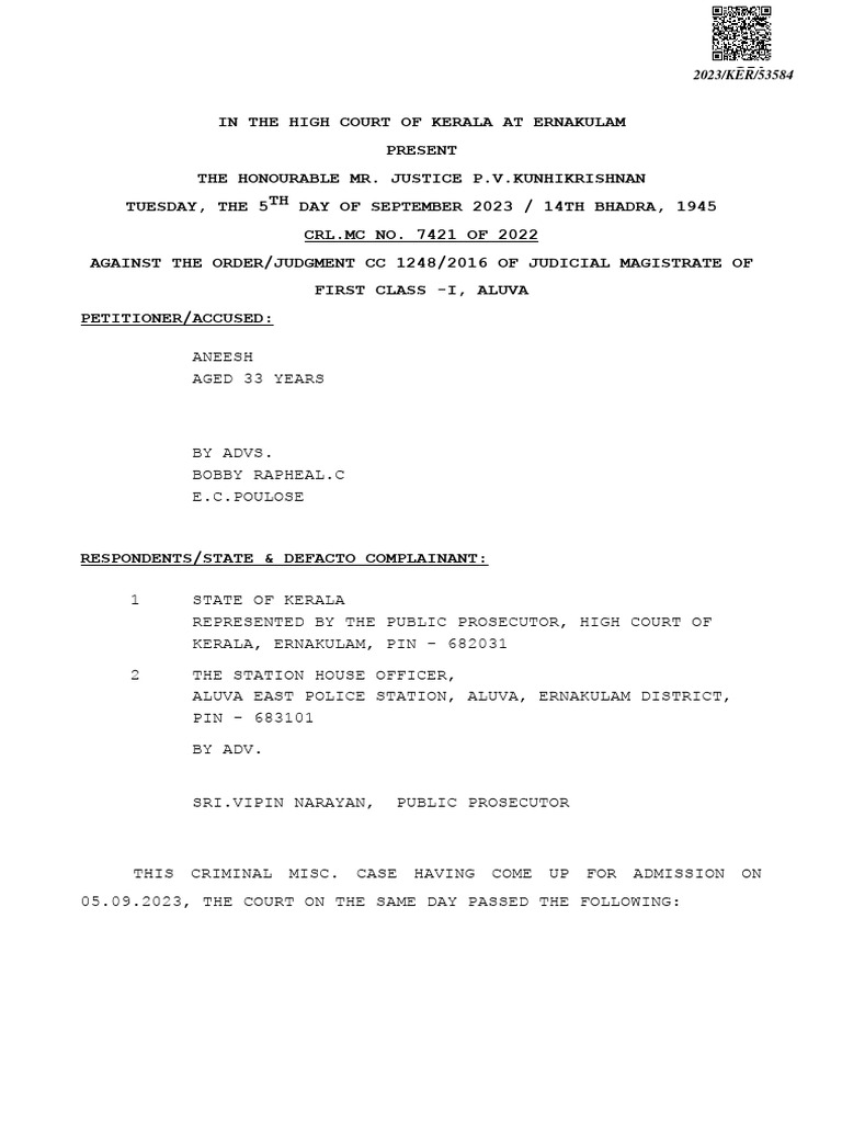 Aneesh V State of Kerala | PDF | Obscenity | Magistrate