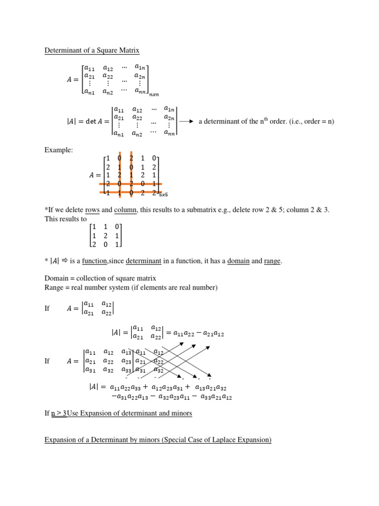 Determinant and Soultions To Matrices 1 | PDF | Determinant | System Of ...