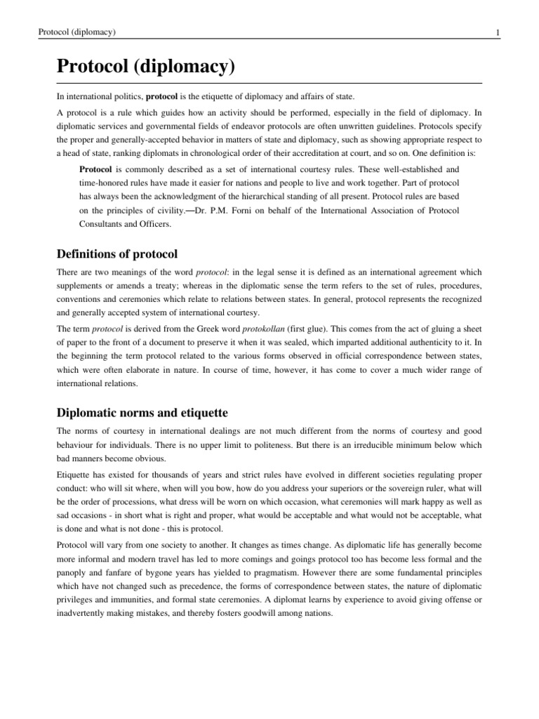 Protocol | PDF | Global Politics | Diplomacy