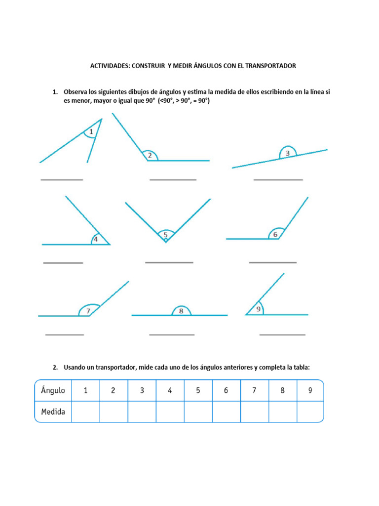 Ejercicios Angulos | PDF