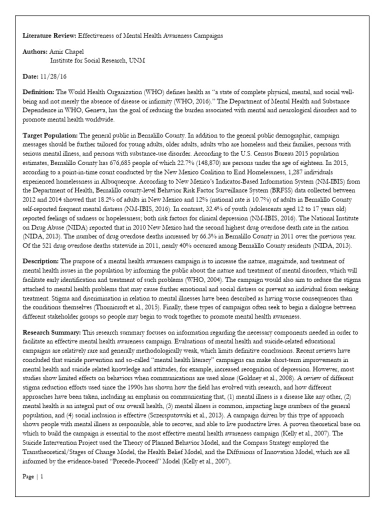 Mental Health Awareness Campaigns Review | PDF | Social Stigma | Mental ...