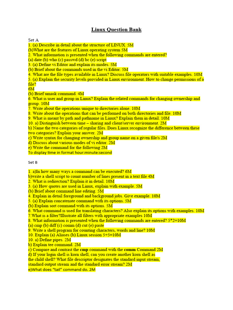 Linux Question Bank | Download Free PDF | Computer Architecture ...
