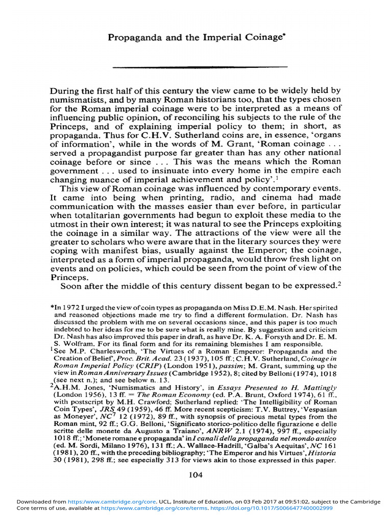 Propaganda and The Imperial Coinage | PDF | Caligula | Claudius