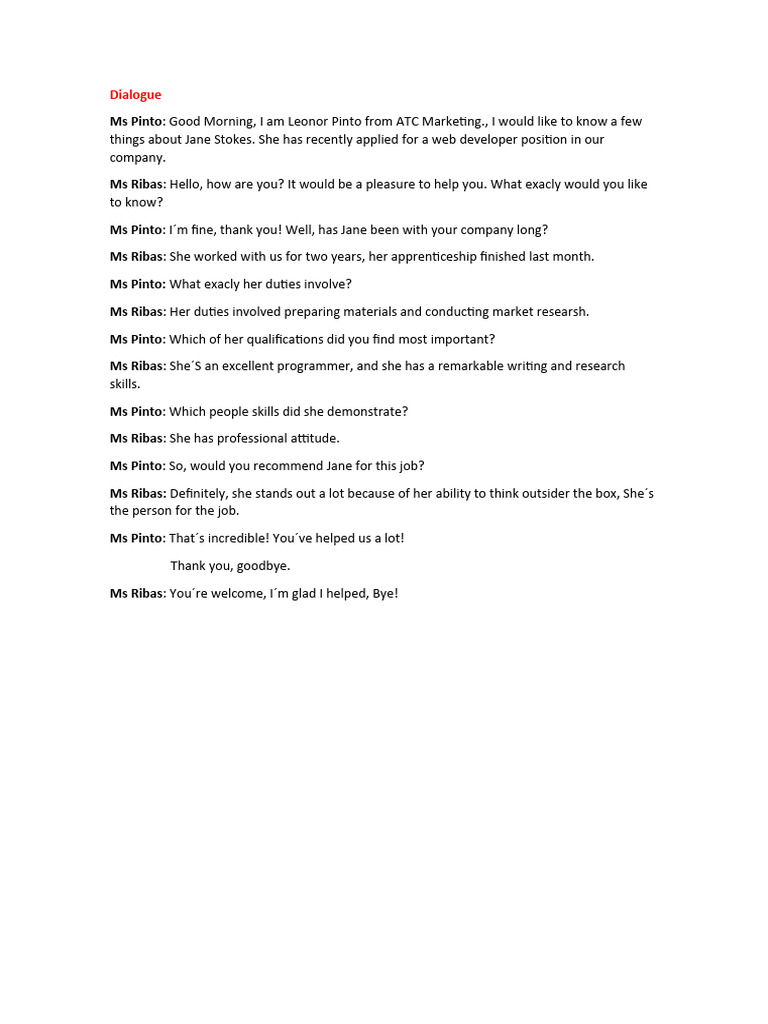 Dialogue | PDF | Career & Growth