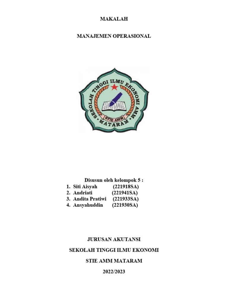 MAKALAH Manajemen Operasional''' | PDF