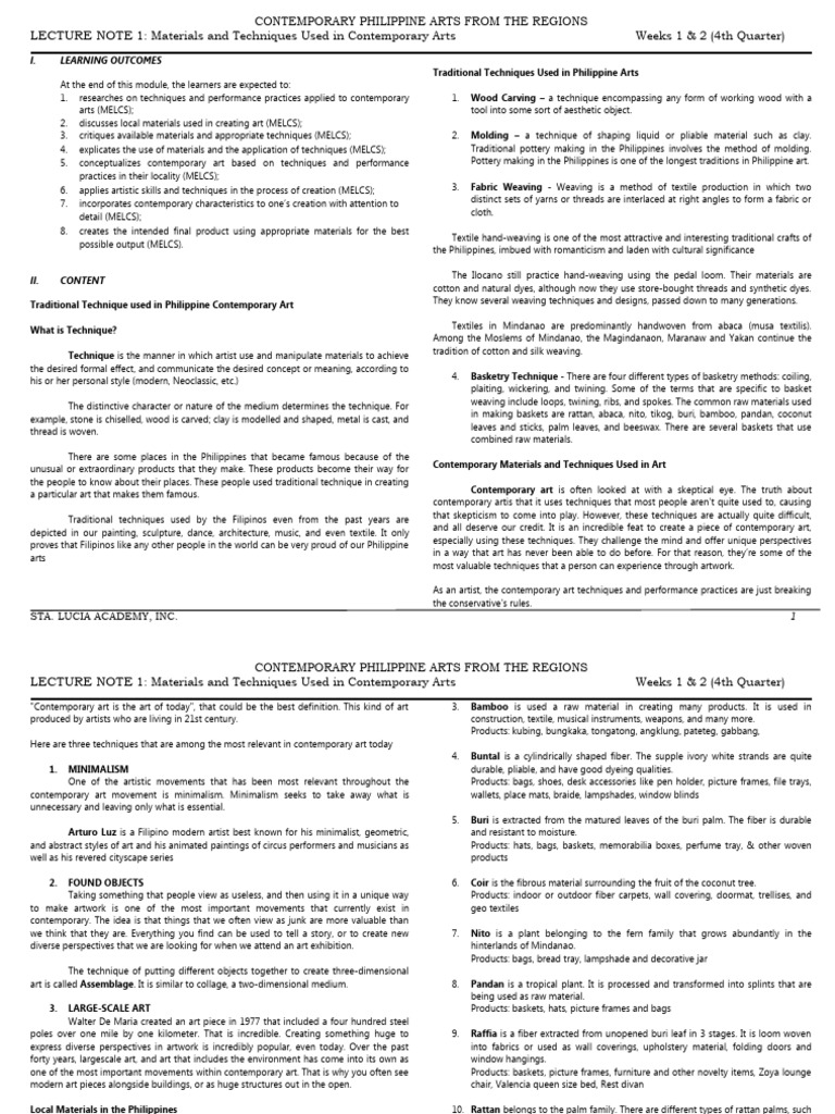 Cpar WK 1&2 4Q 23-24 - 103904 | PDF | Filmmaking | Textiles