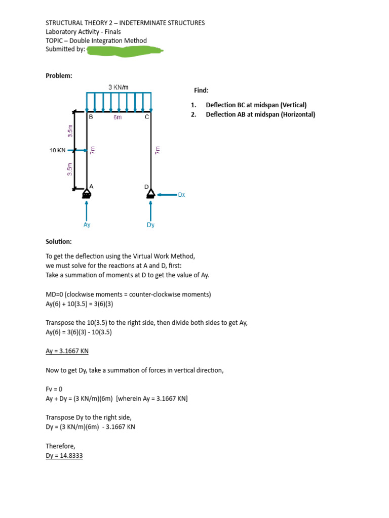 Structural Theory - Laboratory (Double Integration Method On Frames ... Structural Theory - Laboratory (Double Integration Method On Frames ...