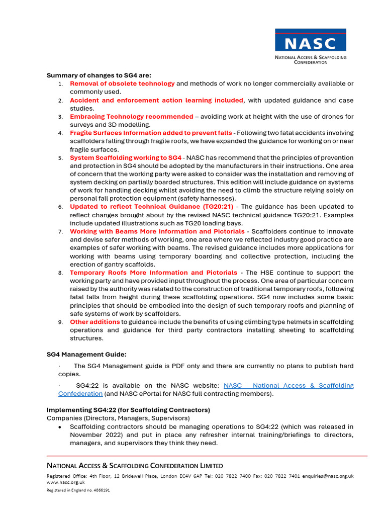 Changes To SG4 | PDF | Scaffolding