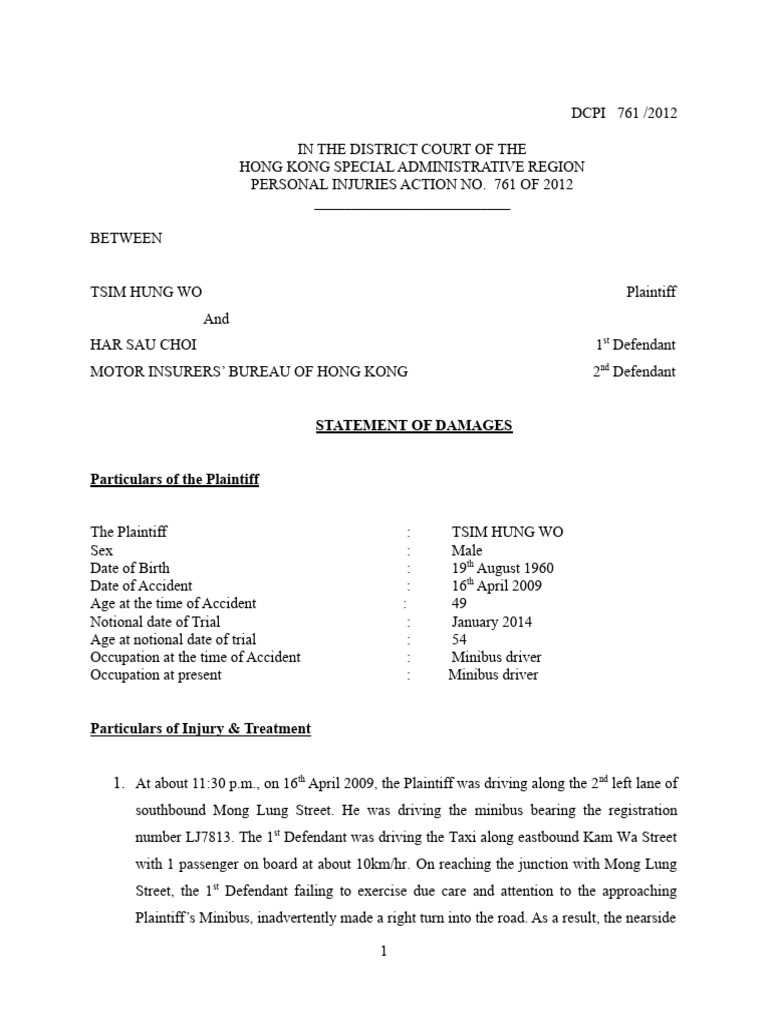 Statement of Damages | Download Free PDF | Damages | Common Law