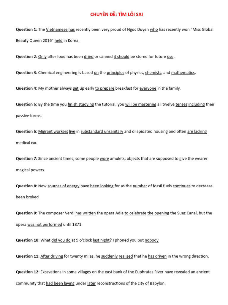 Chuyên đề tìm lỗi sai | PDF | Frog