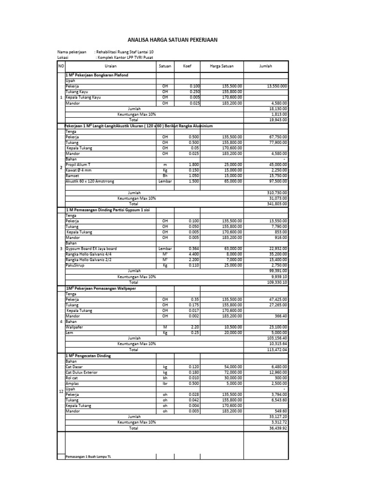 Pek. Lantai 10 Plafond | PDF