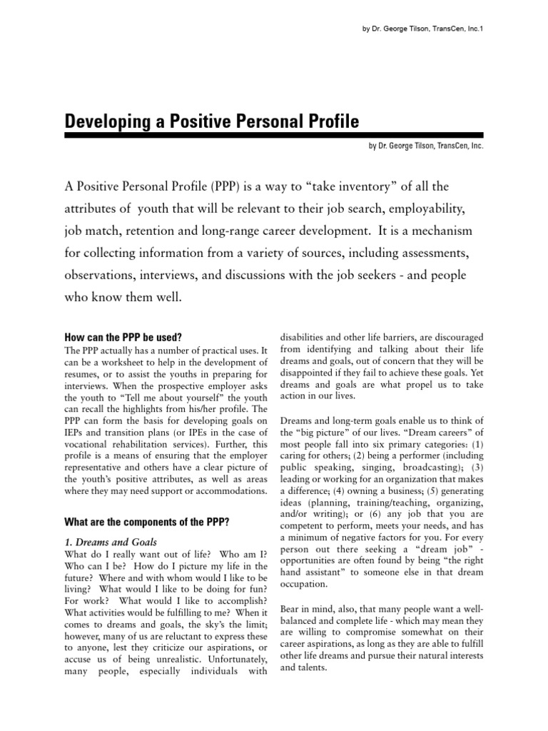 Utilizing the Positive Personal Profile | PDF | Nonverbal Communication ...