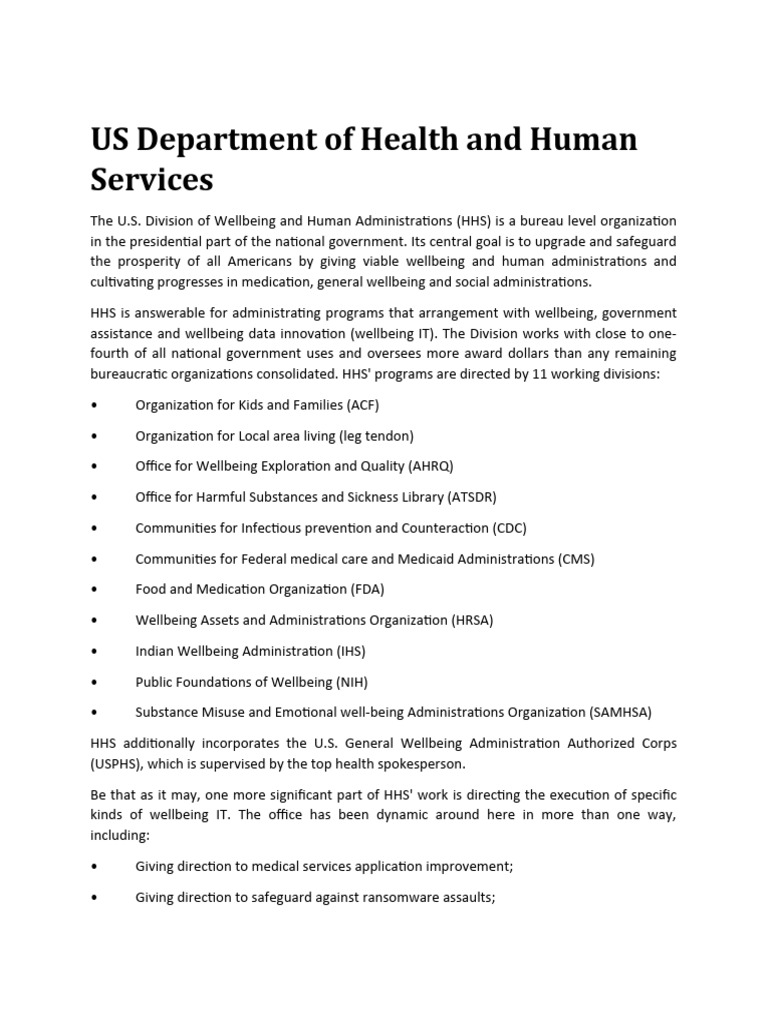 US Department of Health and Human Services | PDF | United States ...