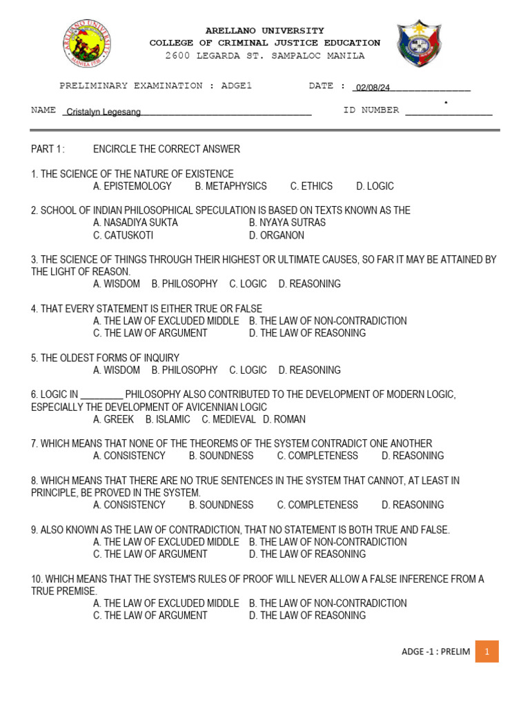 Logic Prelim | PDF | Logic | Reason