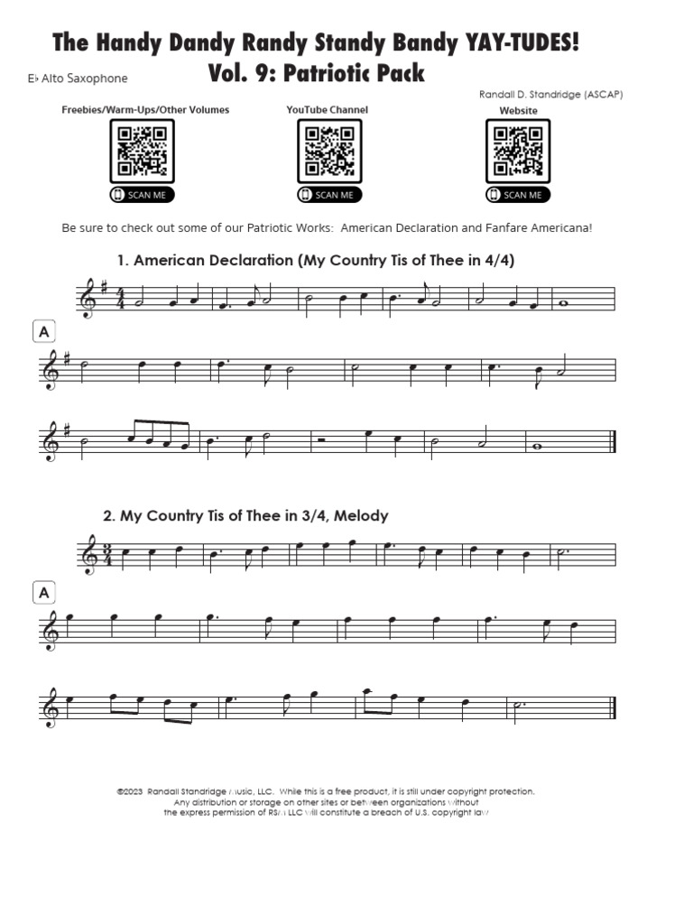 Yaytudes Vol9 - Patriotic Pack - Eb Alto Saxophone | PDF