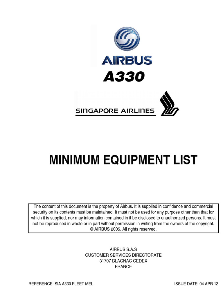 A330 MEL Rev03 04apr12 | PDF | Cockpit | Aircraft Flight Control System