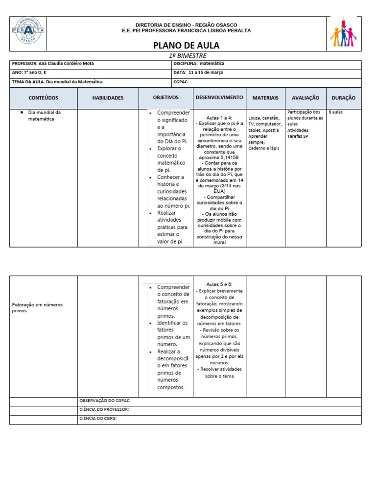 Plano de Aula - Matemática | PDF | Science