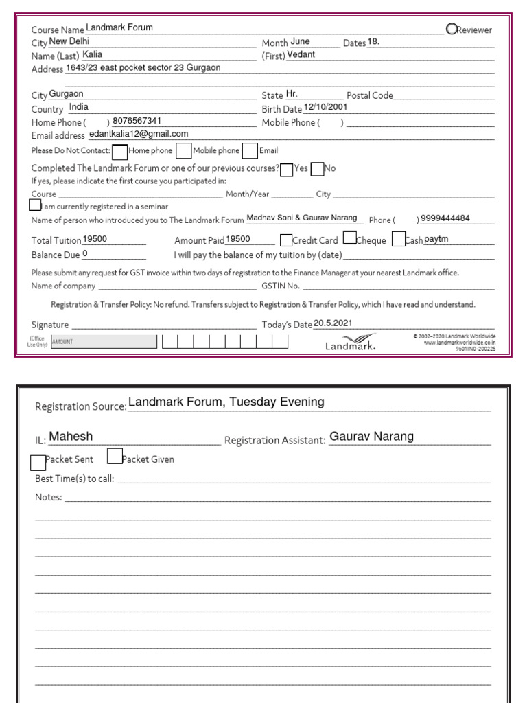 India Registration Card Fillable | PDF | Tuition Payments | Payments
