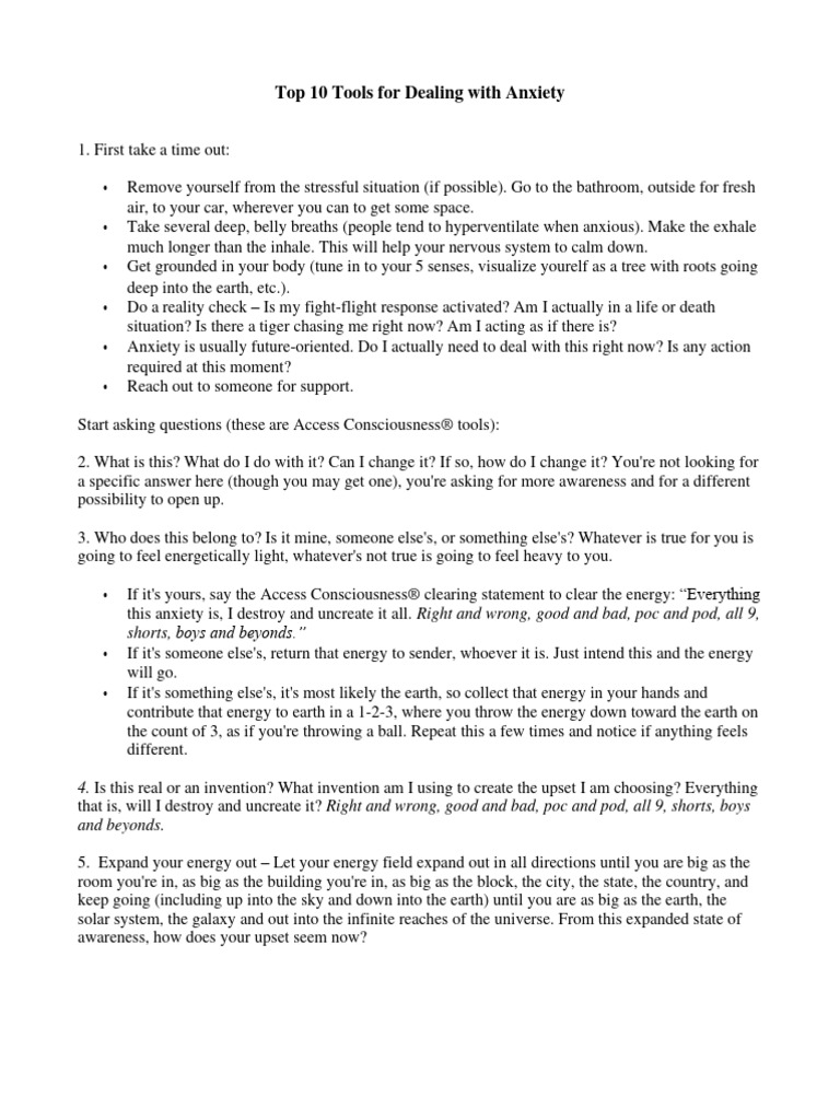 Top 10 Tools For Anxiety | PDF | Anxiety