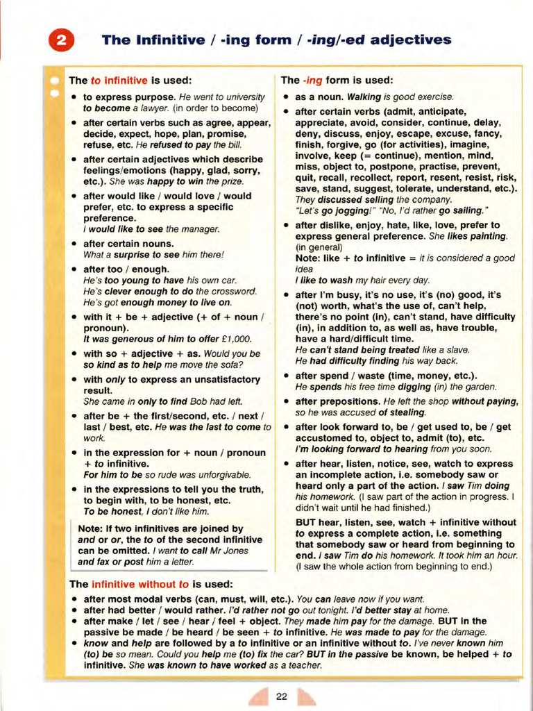 Verb Patterns | PDF | Verb | Adjective