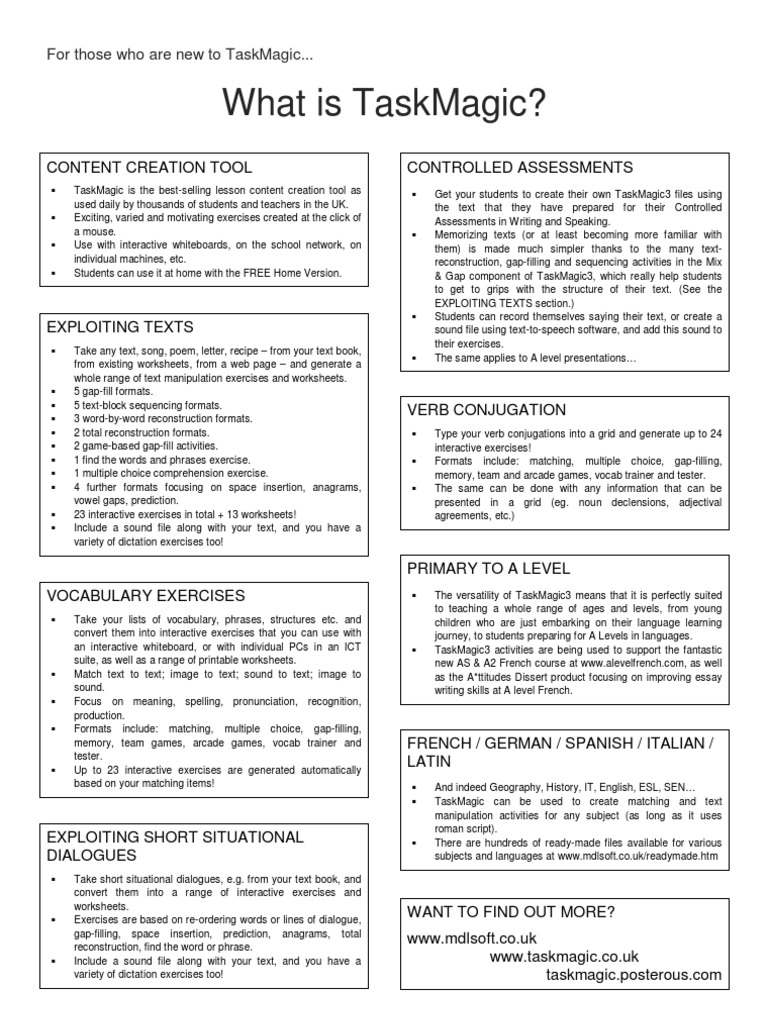 What Is TaskMagic3? | PDF | Writing | Vocabulary
