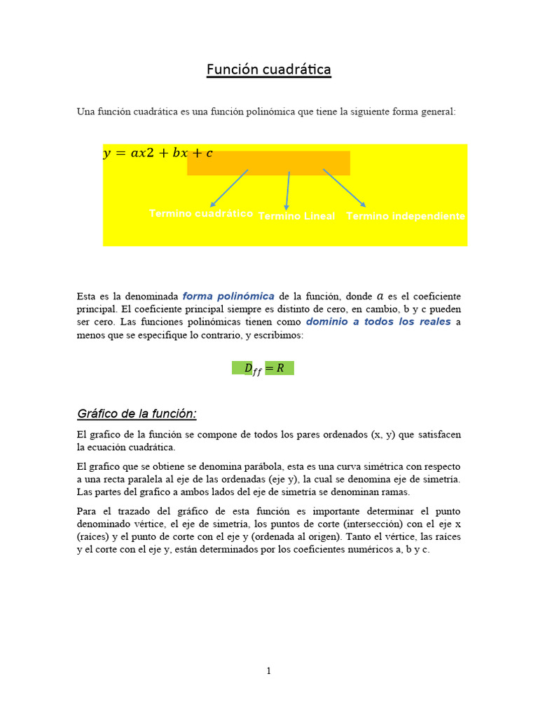 Función Cuadrática Teoria B | PDF | Ecuación cuadrática | Ecuaciones