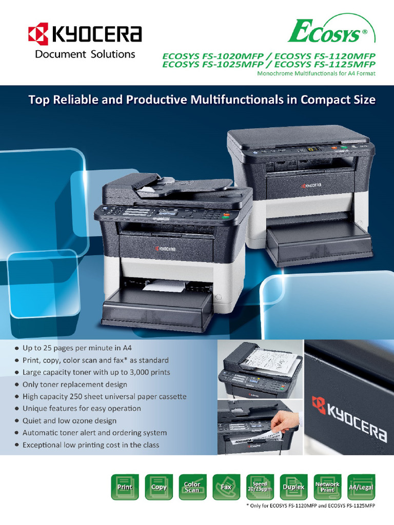 Brochure ECOSYS Fs-1020mfp Fs-1120mfp Fs-1025mfp Fs-1125mfp As | PDF