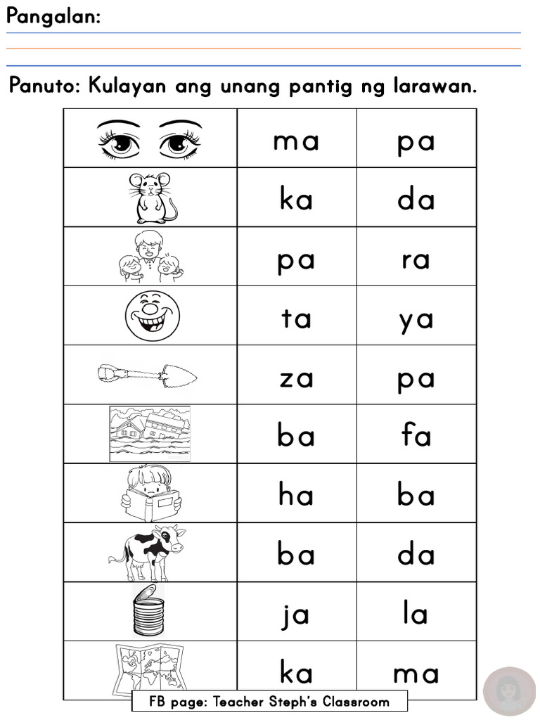 Pagpapantig Worksheets Teacher Steph Classroom | PDF