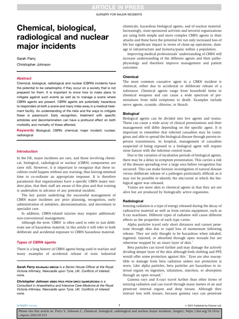 CBRN Major Incident Management Guide | PDF | Radiation | Radioactive ...