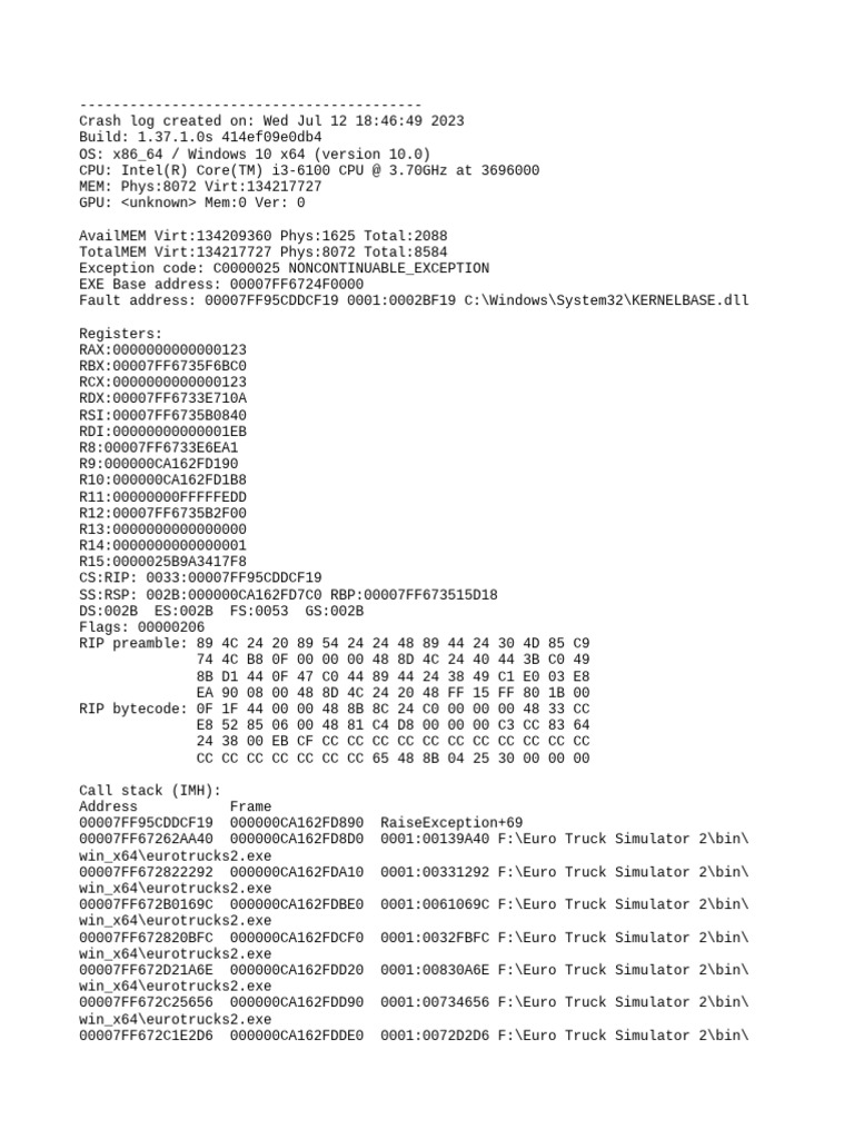 Game Crash | PDF | Microsoft Software | Computer Libraries