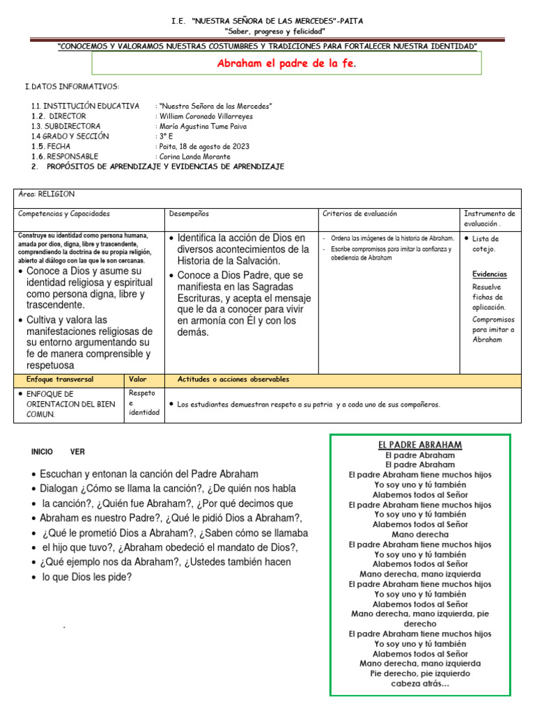 Abraham el padre_de la fe Agosto.Ses.Rel. pdf | PDF | Abrahán | Sarah