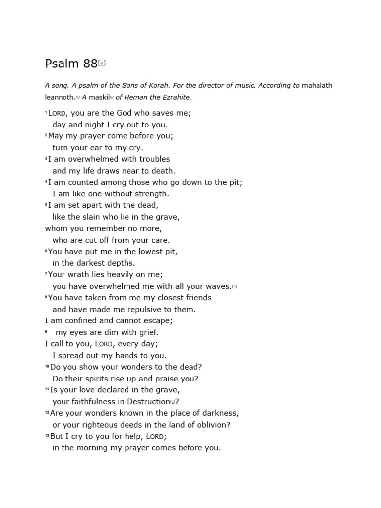 Psalm 88: A Lament of Despair | PDF | Psalms | Old Testament Books