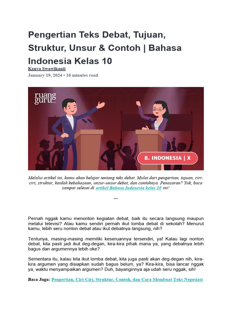 Memahami Teks Debat dan Strukturnya | PDF | Karier & Perkembangan ...