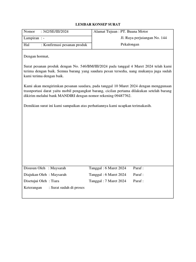 Lembar Konsep Surat | PDF