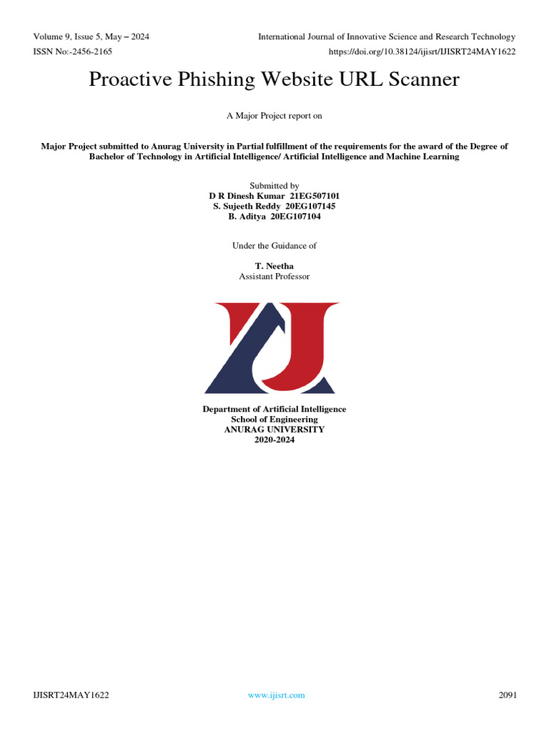 Proactive Phishing Website URL Scanner | Download Free PDF | Phishing ...