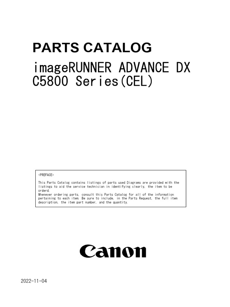 Canon imageRUNNER DX C5800 Parts Catalog | PDF | Equipment