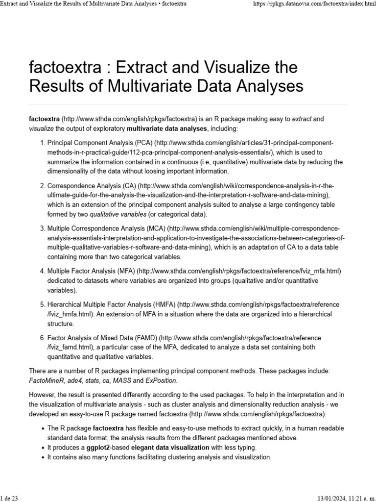 Factoextra-Extract and Visualize The Results of Multivariate Data ...